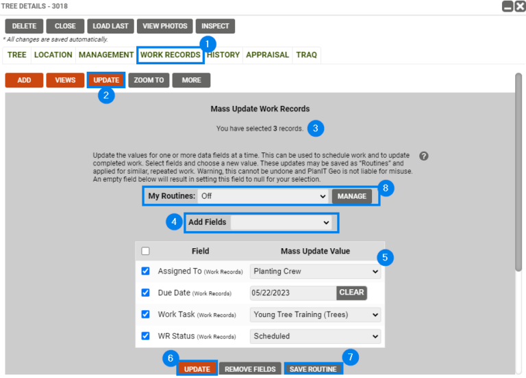 How To: Update Work Records using Routines – TreePlotter Support