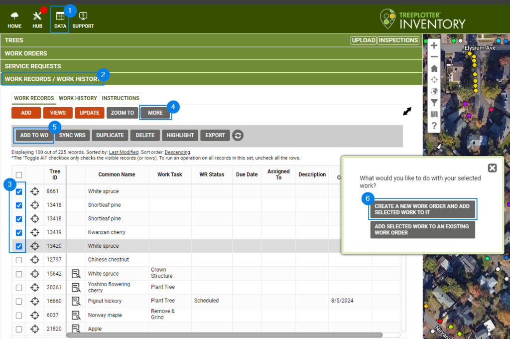 How To: Add a Work Order from the Work Records Data Table – TreePlotter Support