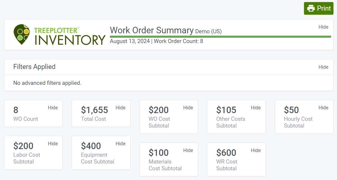 Tutorial: Work Order Reports – TreePlotter Support
